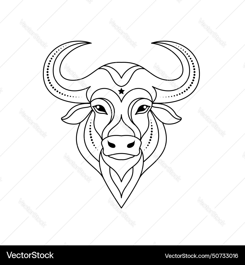 Taurus zodiac sign in linear style on white Vector Image