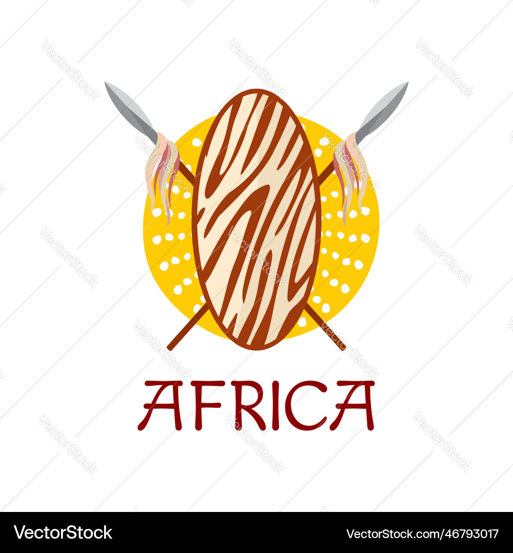 Africa icon with tribe warrior shield and spears Vector Image