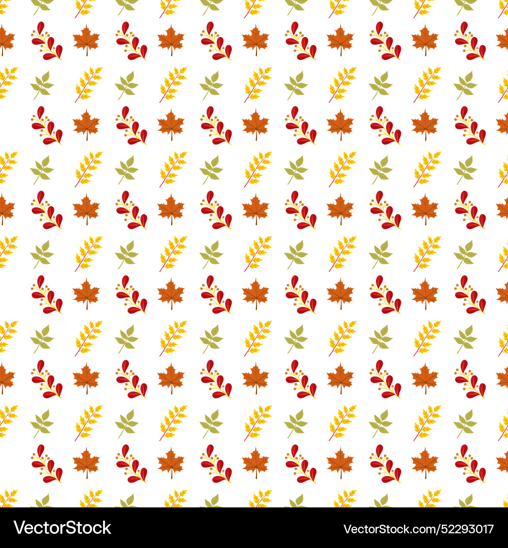 Autumn leaves pattern with and flowers Royalty Free Vector