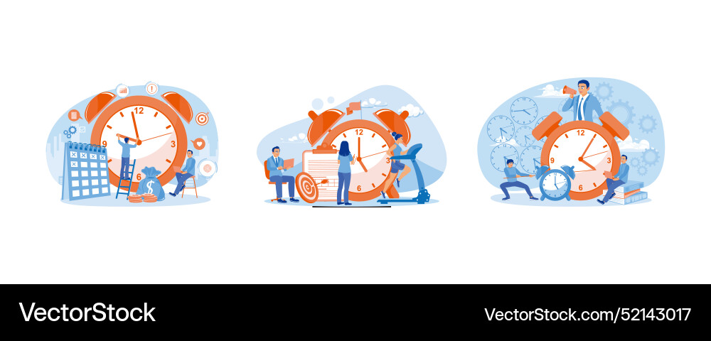 Balance between time and work people doing daily Vector Image