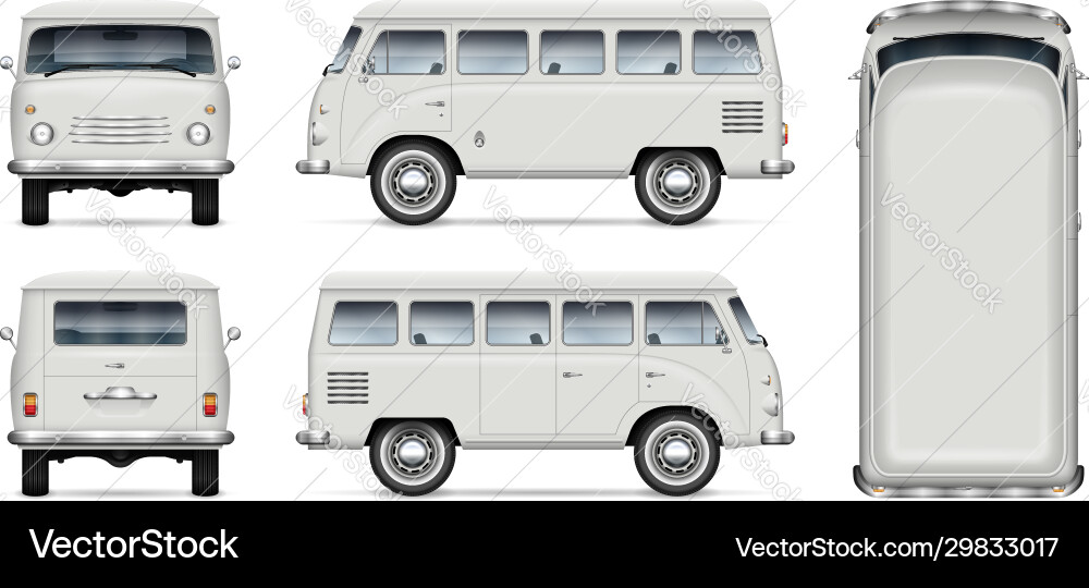 Classic mini van mockup Royalty Free Vector Image
