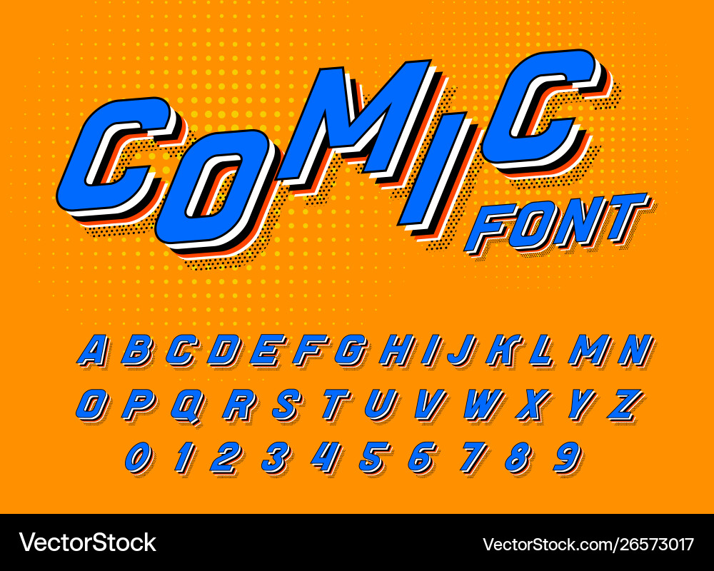 Comic font for posters pop art retro game Vector Image