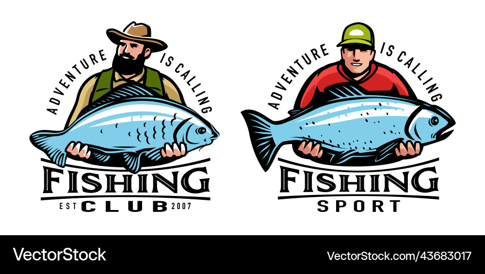Fisherman with Large Fish Catch Royalty Free Vector Image