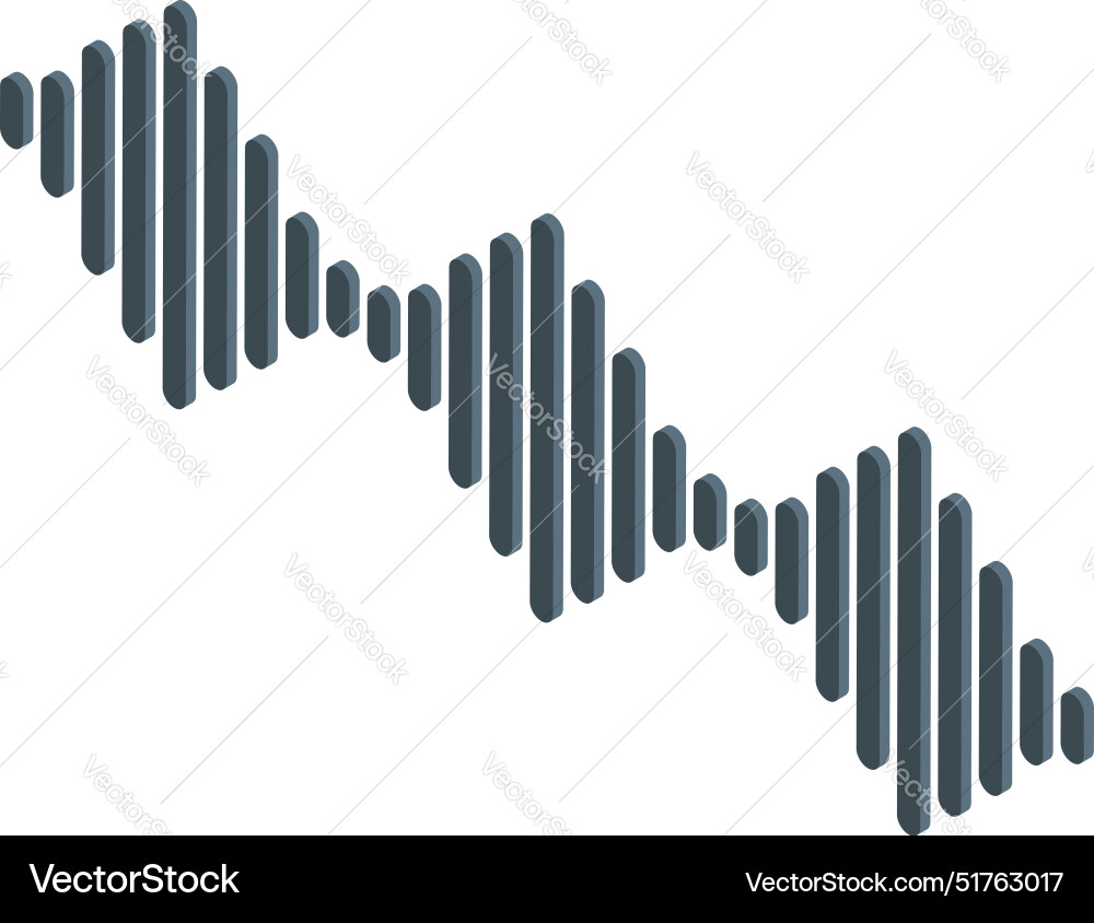 Isometric sound wave form showing audio frequency Vector Image