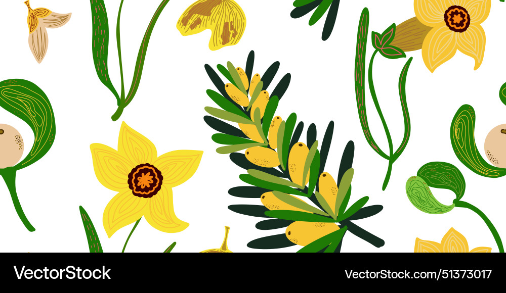 Plant organic pattern flat style hand drawn Vector Image