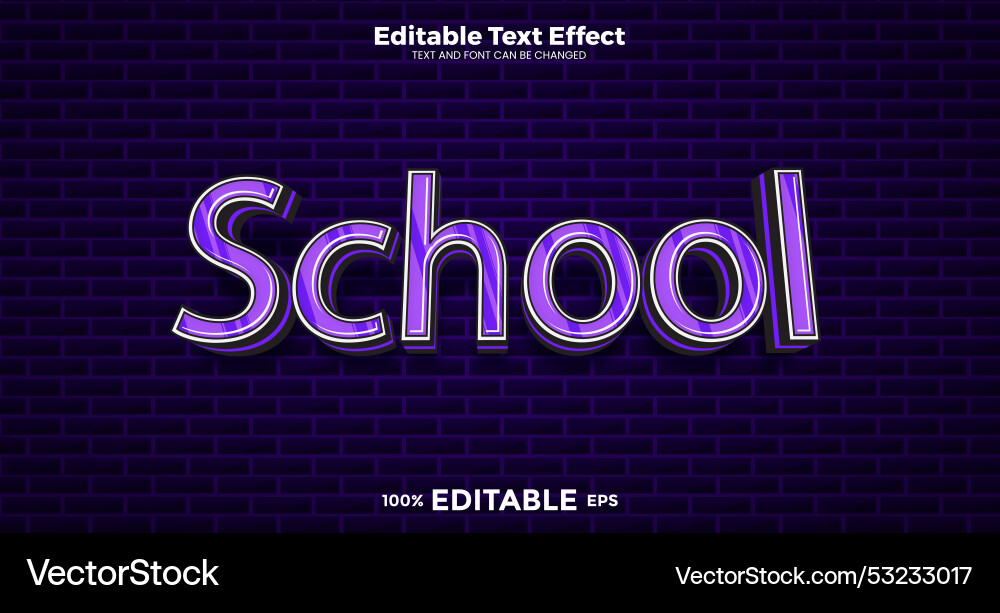 School editable text effect in modern trend style Vector Image