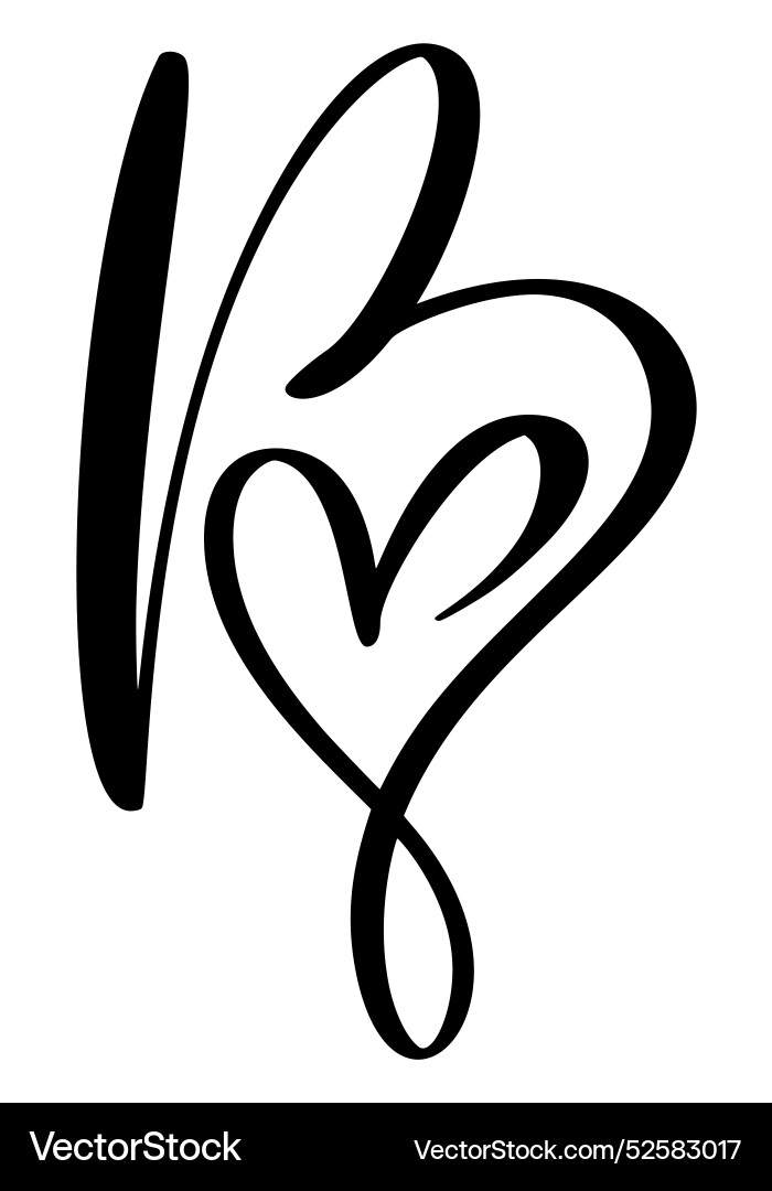 Script capital font logo calligraphy love letter b