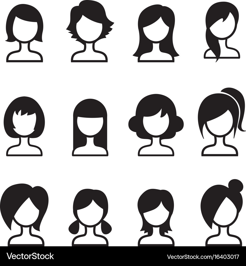 Woman Hair Style Icon Set Royalty Free Vector Image