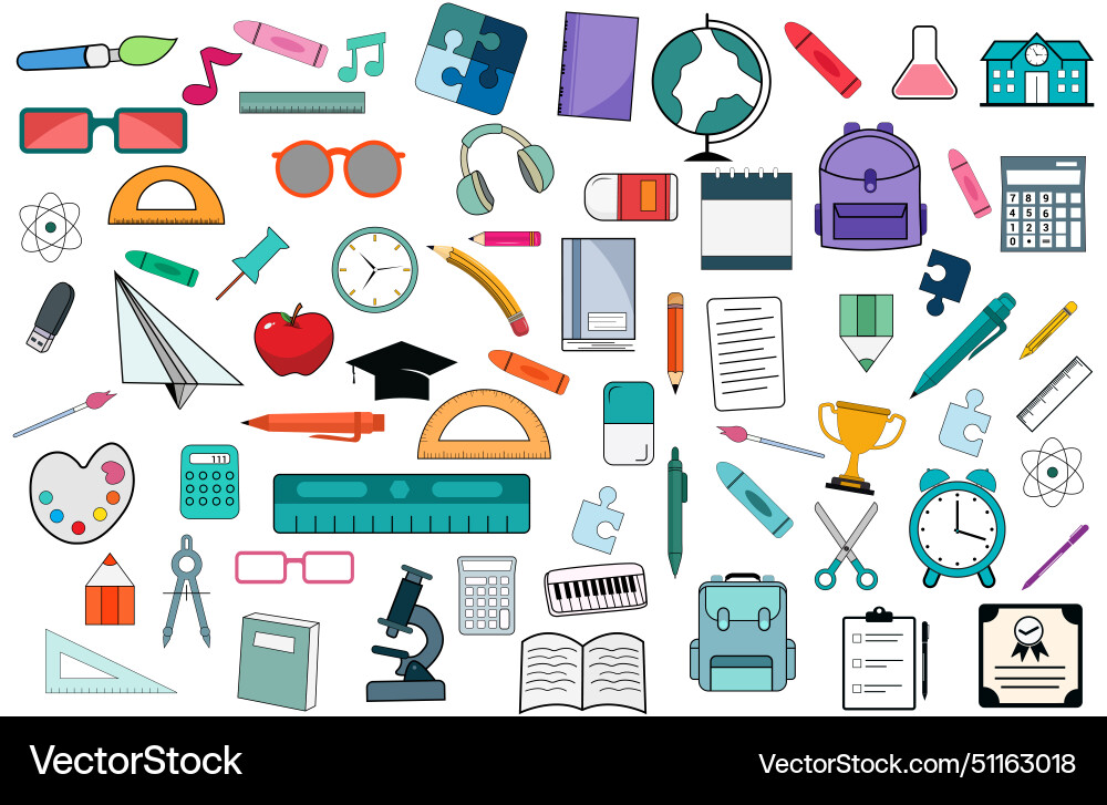 Back to school set images design Royalty Free Vector Image