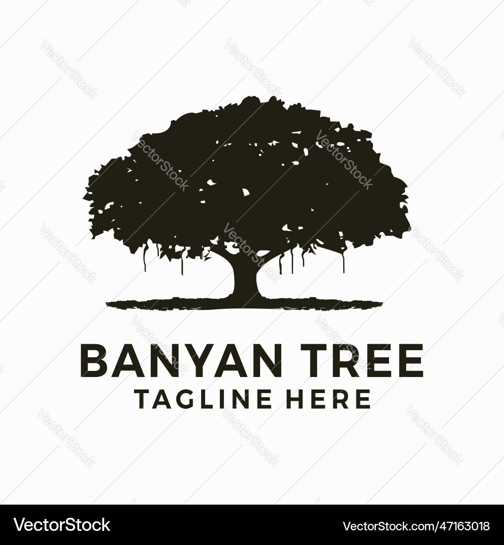 Banyan tree simple template Royalty Free Vector Image
