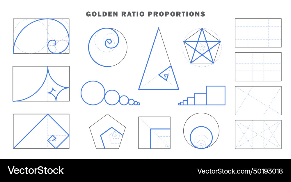 Golden ratio proportions template mathematics Vector Image