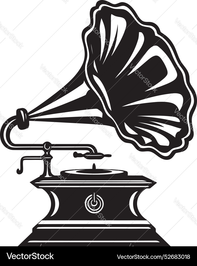 Vintage vinyl gramophone logo and design old Vector Image