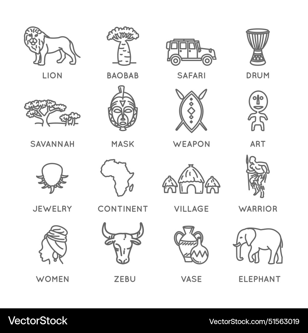 African icon set africa icons Royalty Free Vector Image