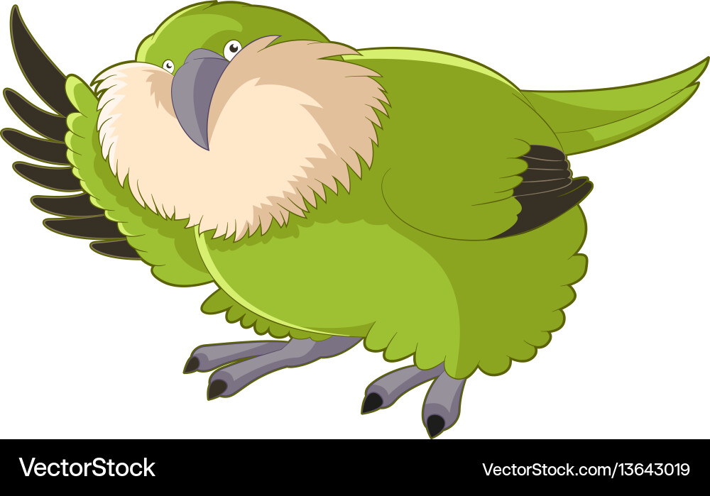 Cartoon greeting kakapo Royalty Free Vector Image