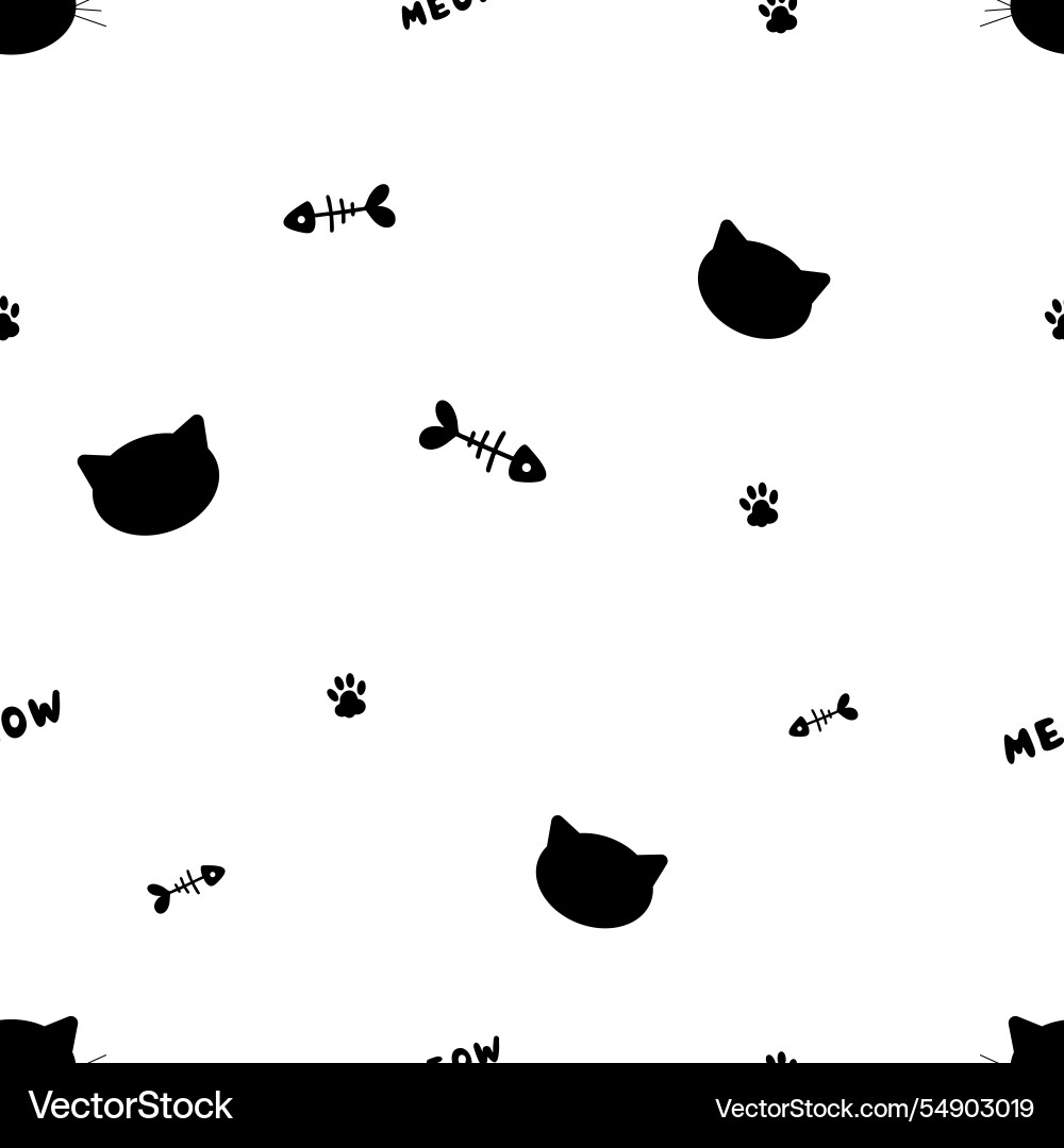 Cat seamless pattern Royalty Free Vector Image