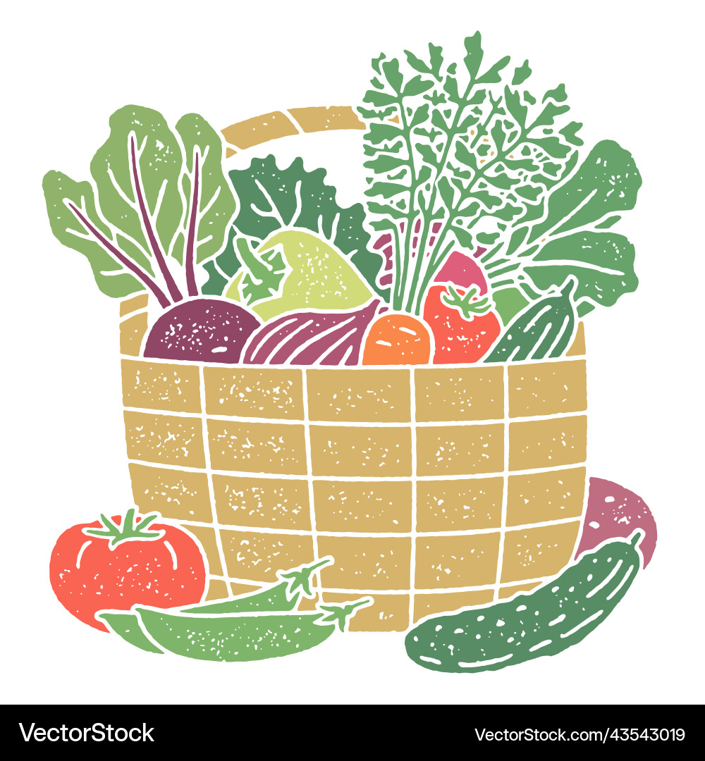 Fresh Produce Basket Royalty Free Vector Image