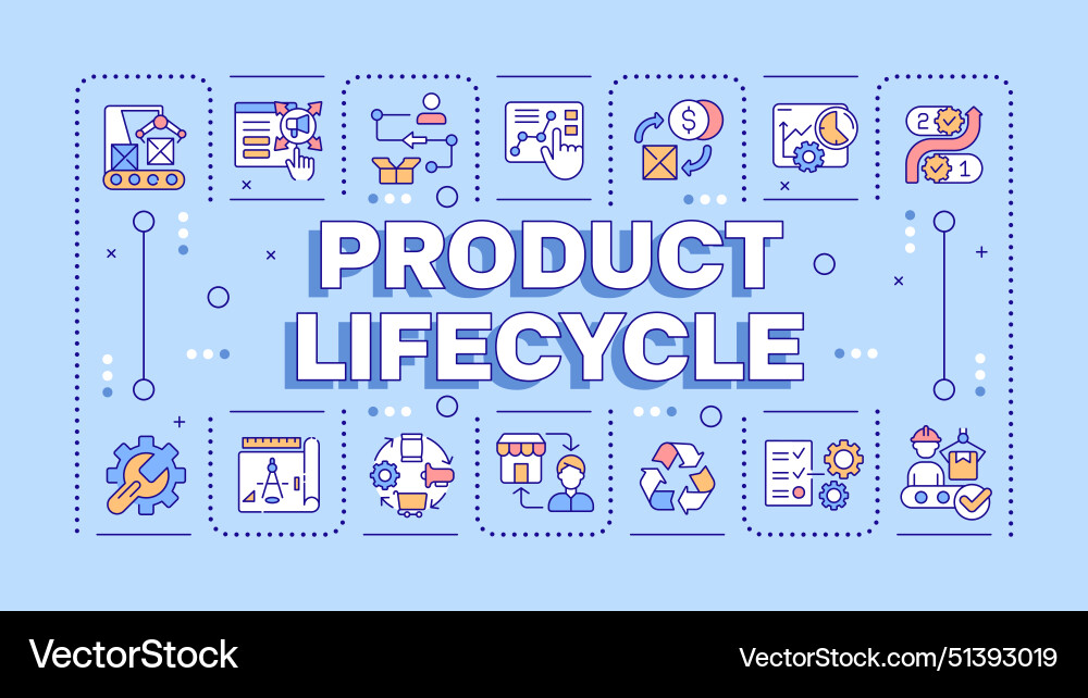 Product lifecycle light blue word concept Vector Image
