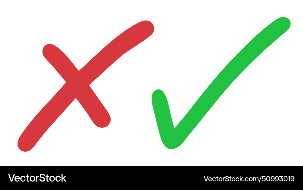 Red cross and green check mark symbols Royalty Free Vector