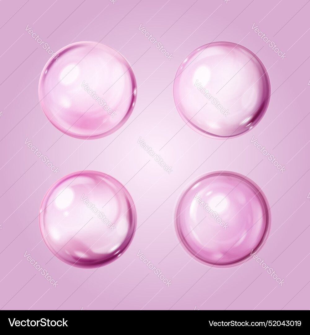 Transparent serum drops set isolated on background