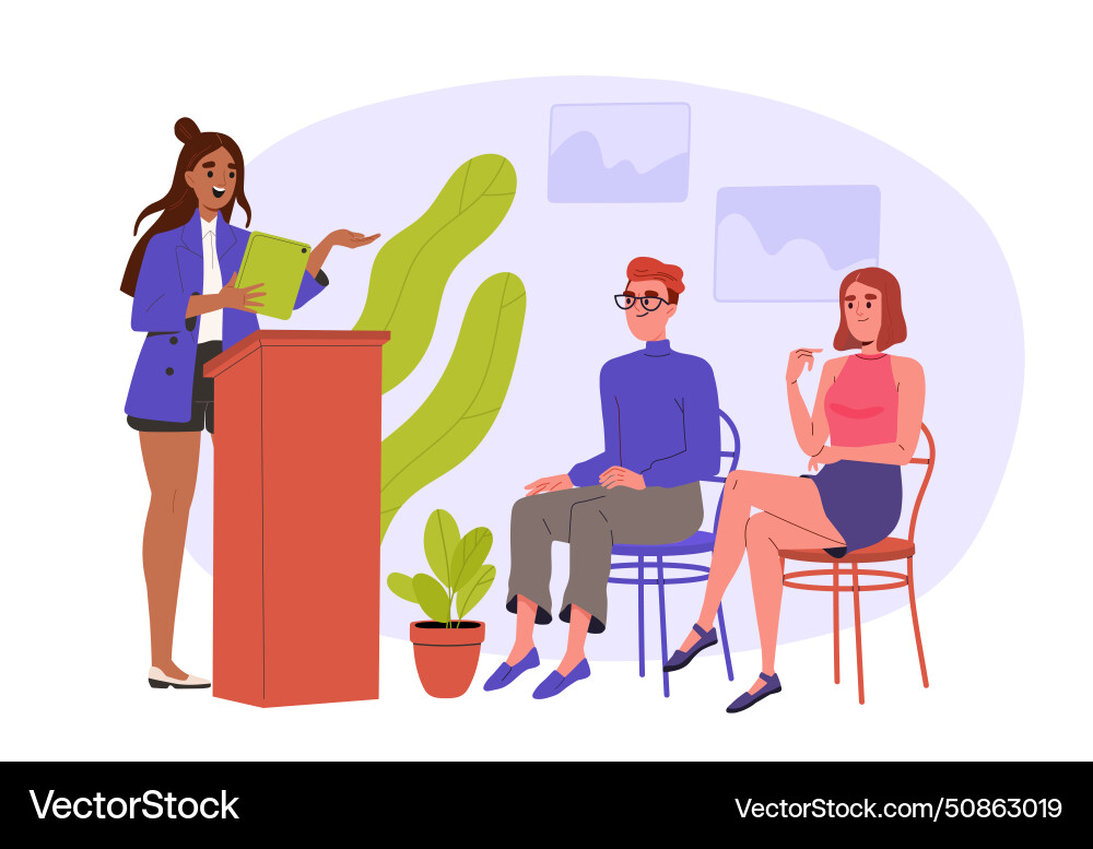 Woman giving lecture Royalty Free Vector Image