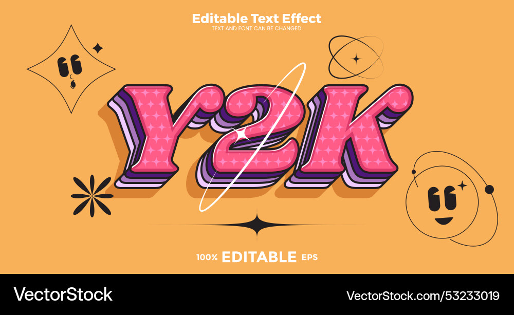 Y2k editable text effect in modern trend style Vector Image