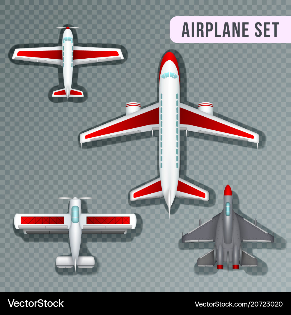 Airplane Top View Collection Royalty Free Vector Image