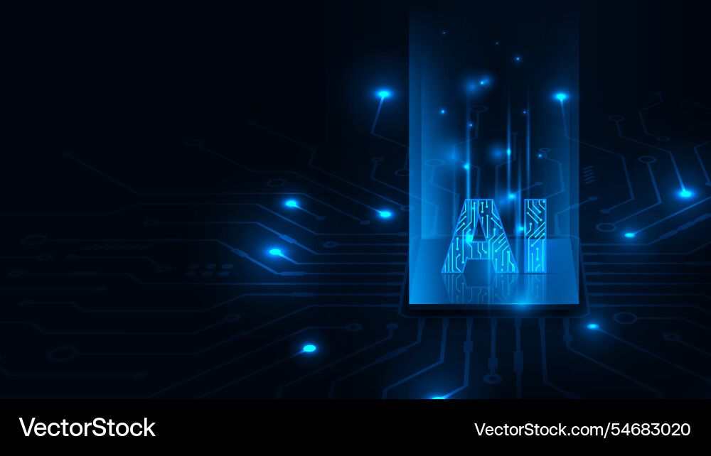 Artificial intelligence text effect with cpu Vector Image