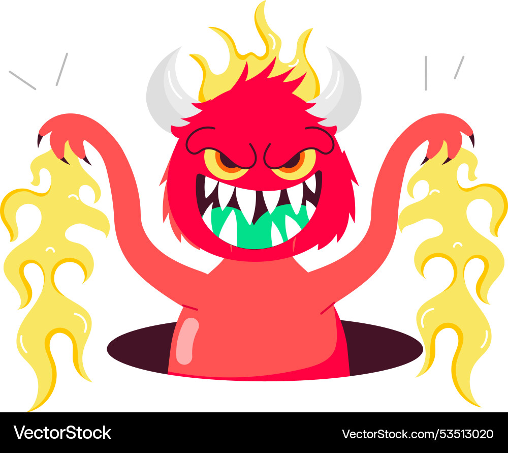 Basic rgba scary demon sticker in cartoon style Vector Image