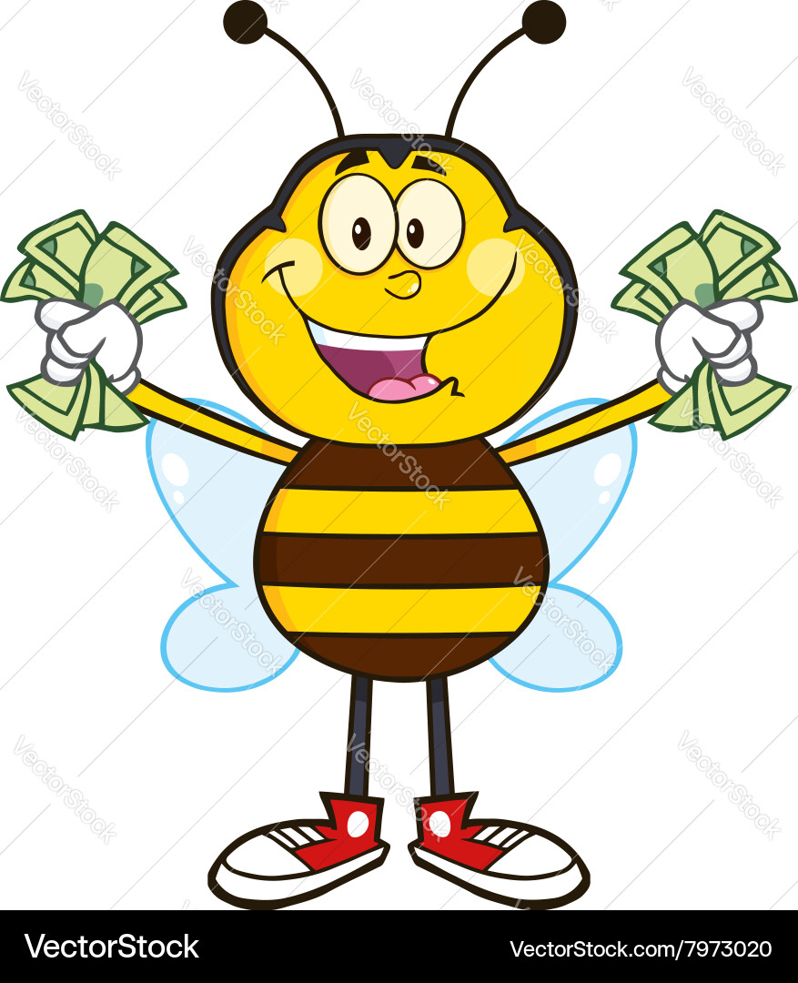 Cartoon Bee with Money Royalty Free Vector Image
