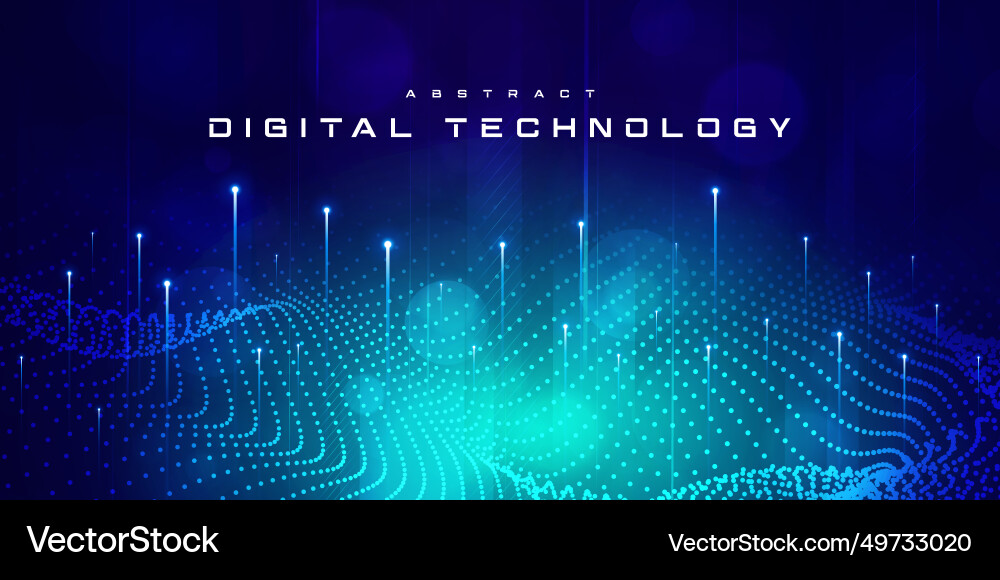 Digital technology futuristic blue green tech ai Vector Image