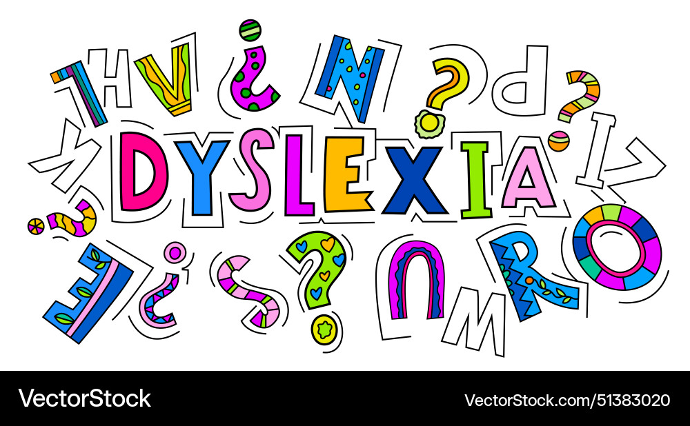 Dyslexia concept reading disability web banner Vector Image