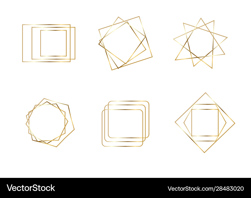 Golden geometric frames Royalty Free Vector Image
