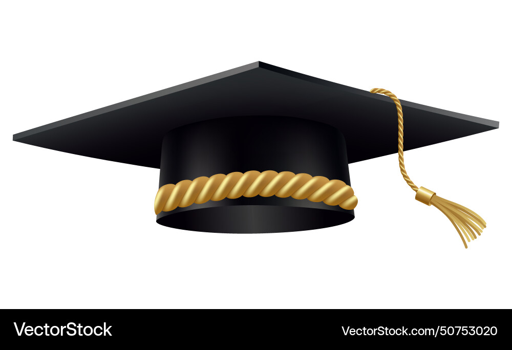 Graduation cap black educational student hat Vector Image