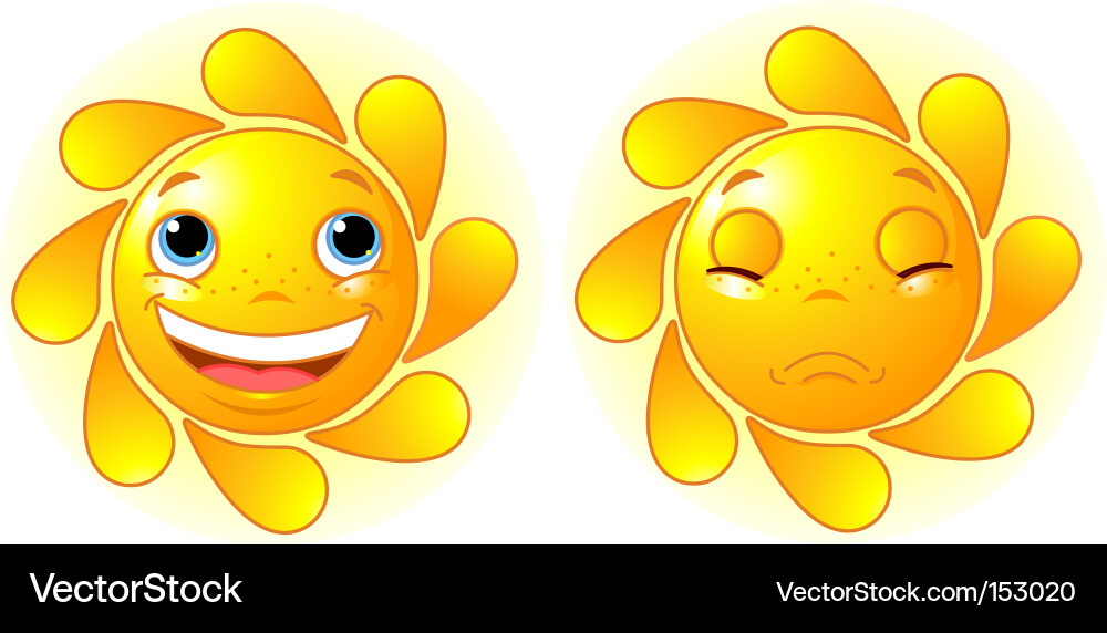 Happy sun and sad Royalty Free Vector Image - VectorStock