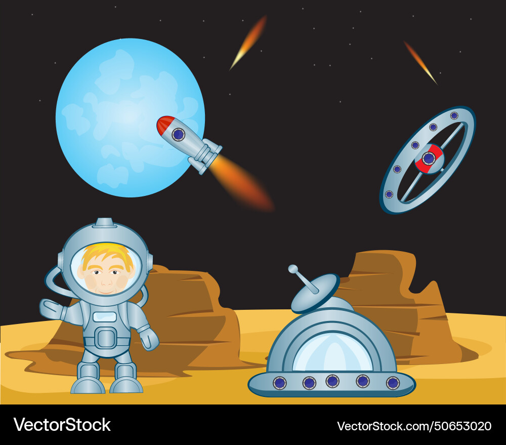 Mastering of cosmos the planet mars cosmic Vector Image