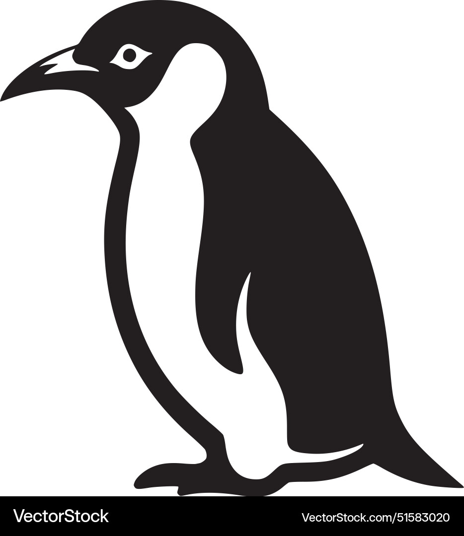 Penguin - black and white Royalty Free Vector Image