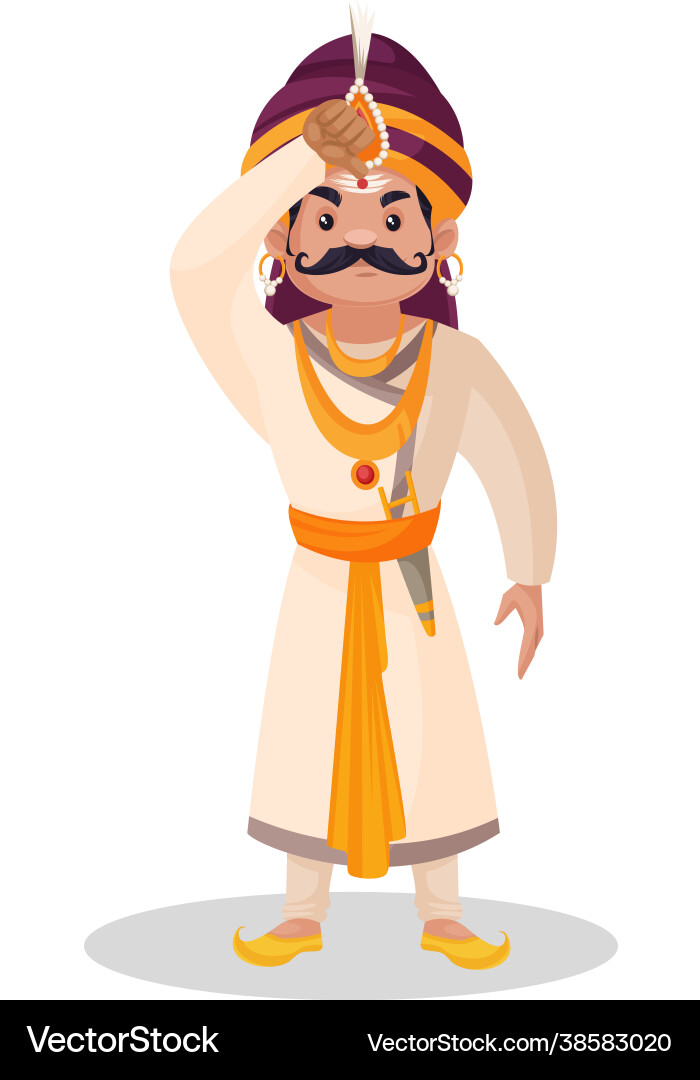 Prithviraj chauhan cartoon character Royalty Free Vector