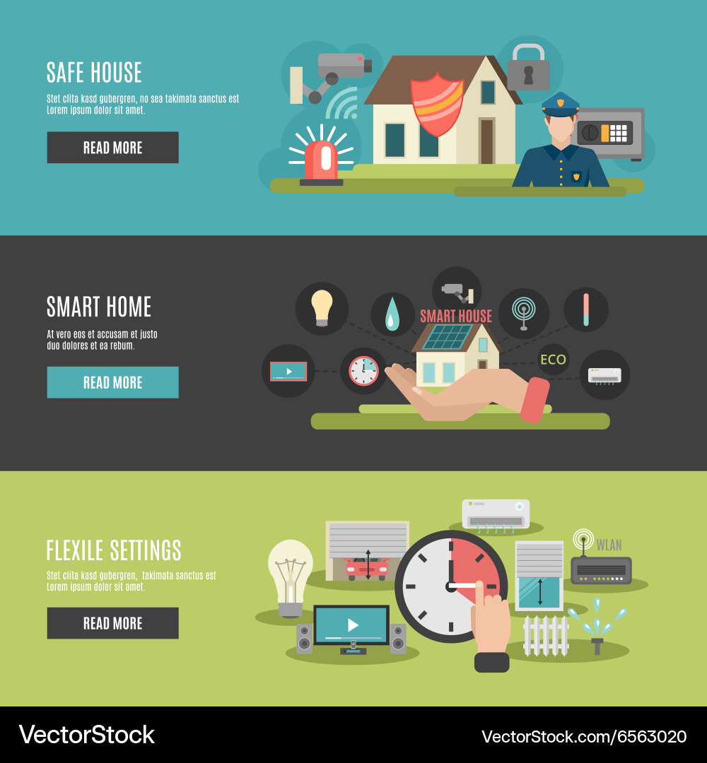 Smart Home IoT Control Banners Royalty Free Vector Image