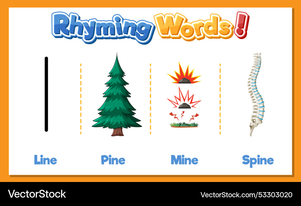 Visuals of words that rhyme together Royalty Free Vector