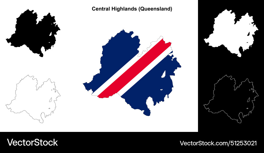 Central highlands outline map Royalty Free Vector Image