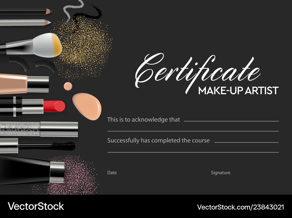 Certificate makeup school Royalty Free Vector Image