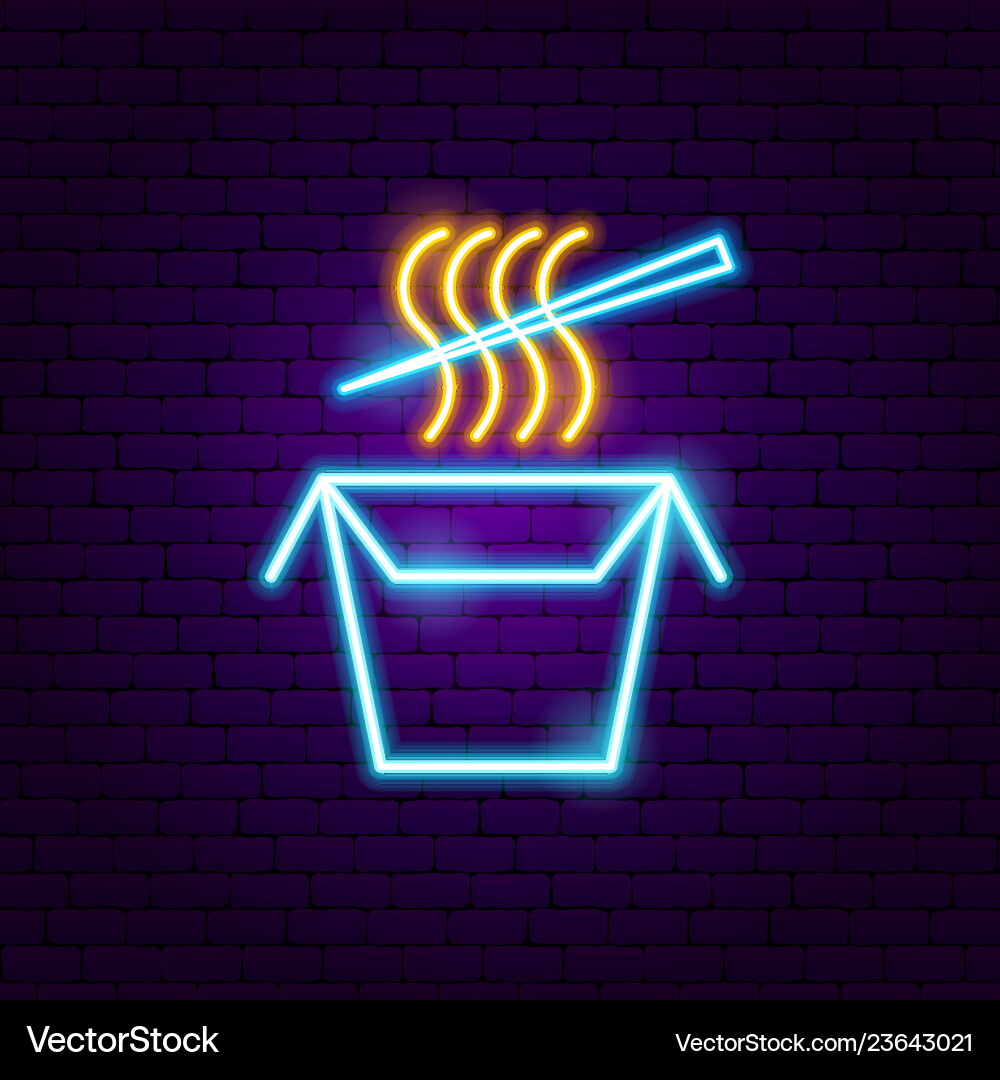 Chinese food neon sign Royalty Free Vector Image