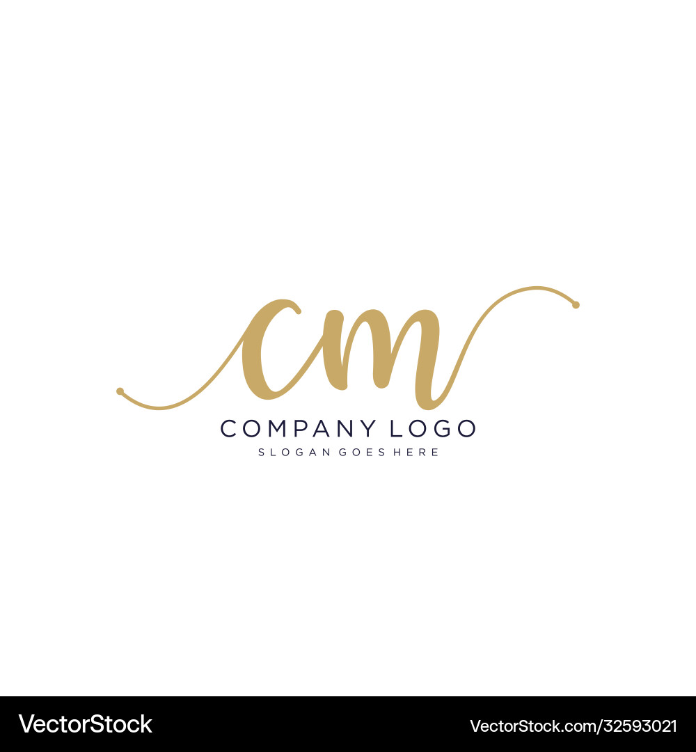 Cm initial handwriting logo design Royalty Free Vector Image