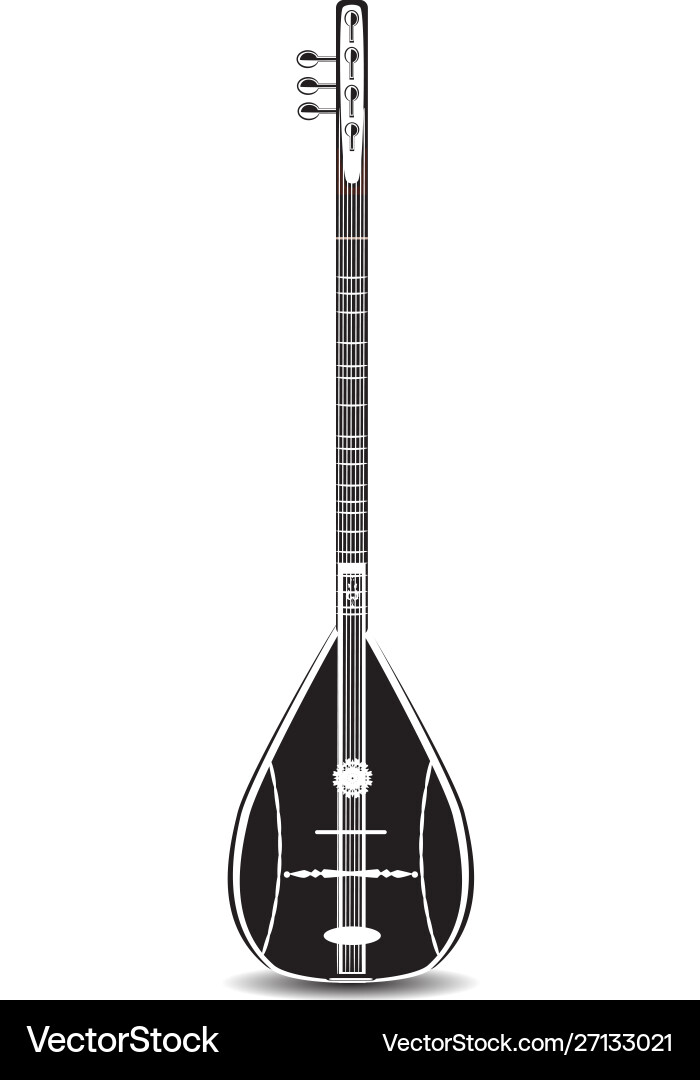 Flat turkish baglama saz Royalty Free Vector Image