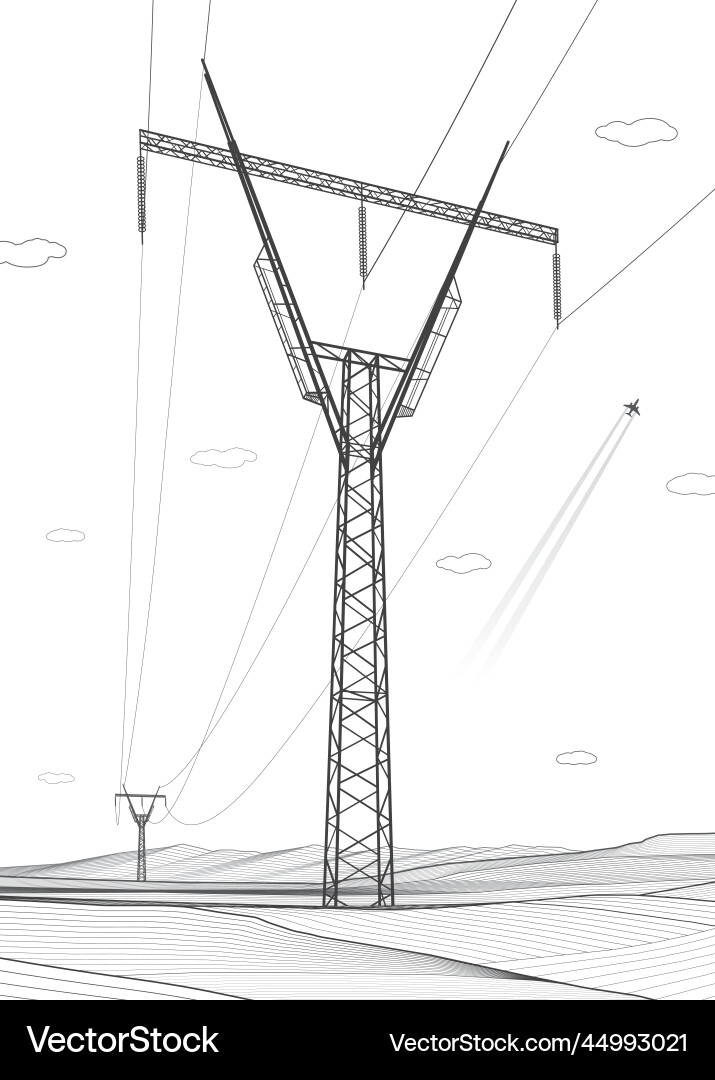 High voltage transmission systems electric Vector Image