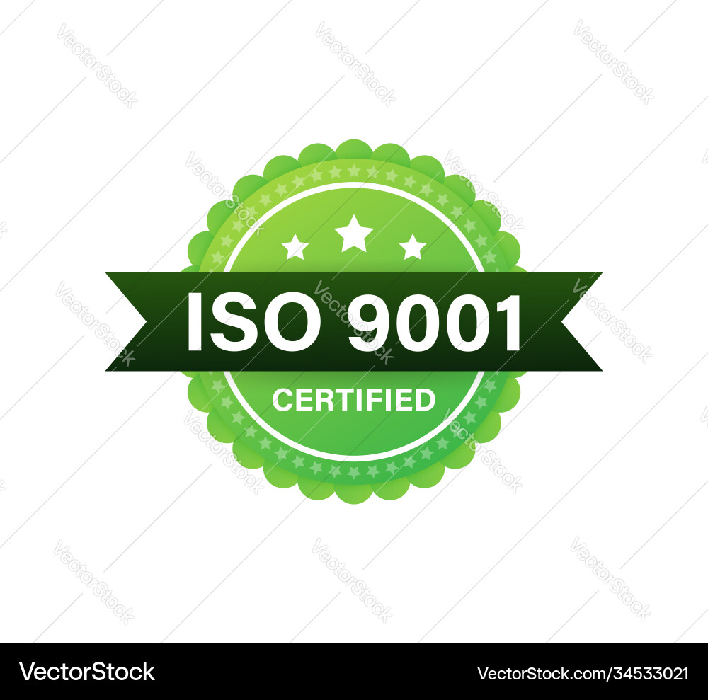 Iso 9001 certified badge icon certification Vector Image