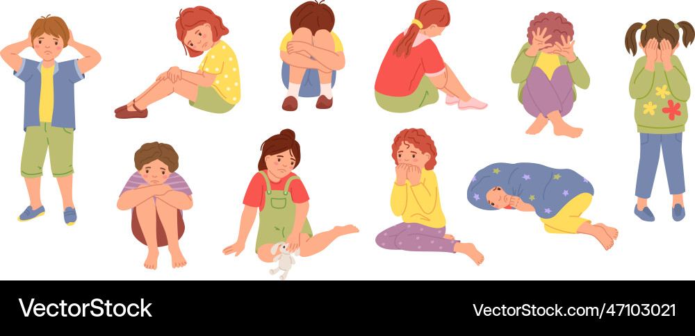 Kids suffering from anxiety sensitive scared Vector Image