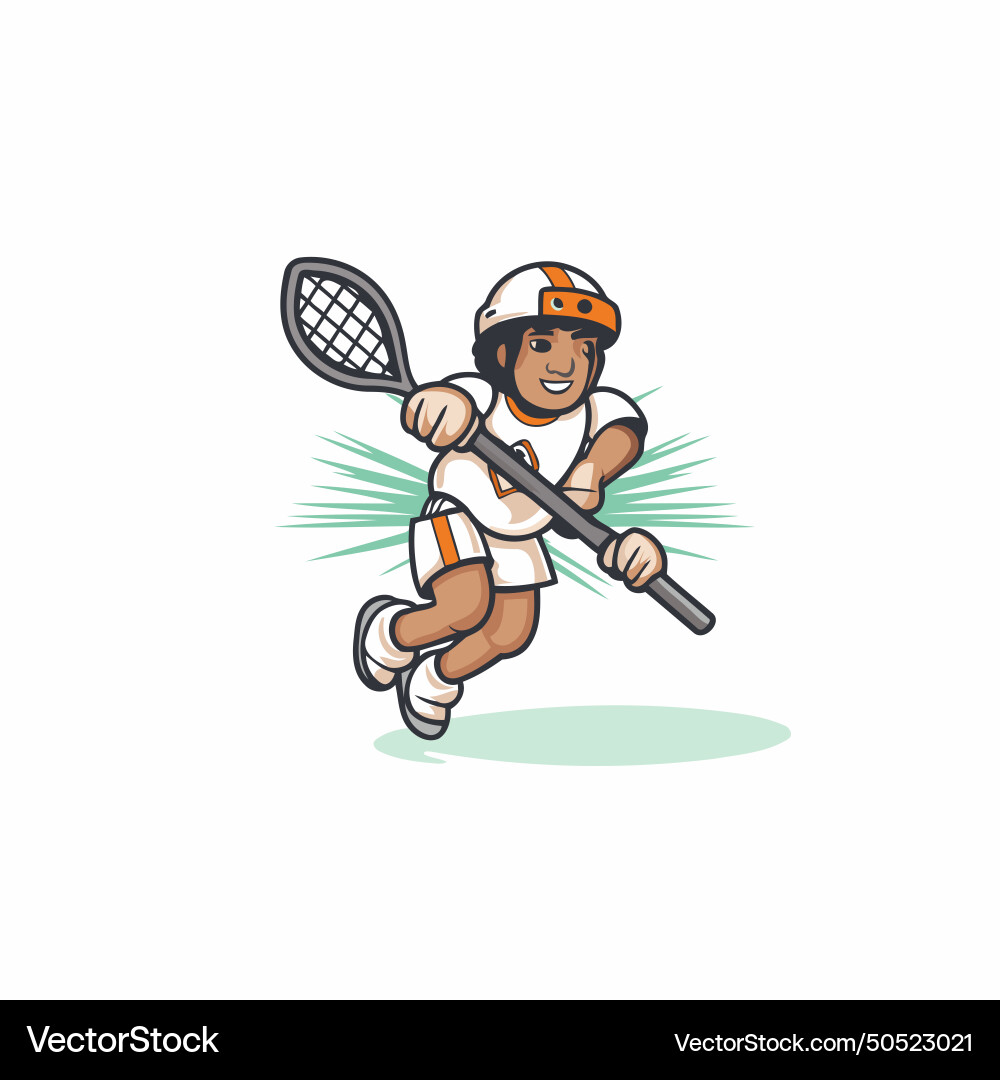 Lacrosse player cartoon mascot character Vector Image