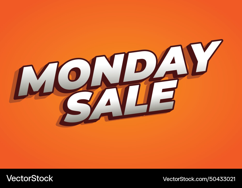 Monday sale text effect in 3d style with eye Vector Image