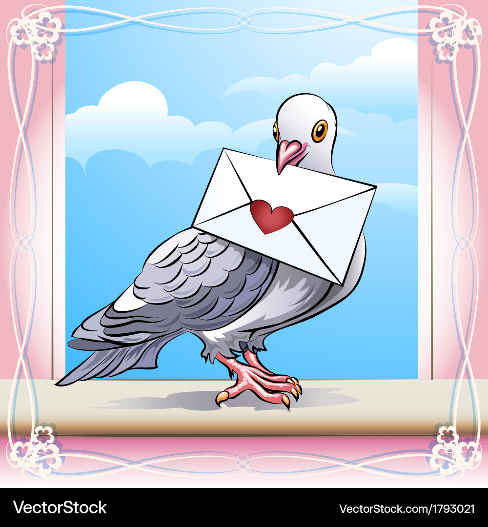 Pigeon with letter Royalty Free Vector Image - VectorStock